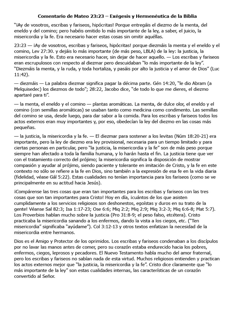 Mateo 23 Diezmo | PDF | Misericordia | Jesús