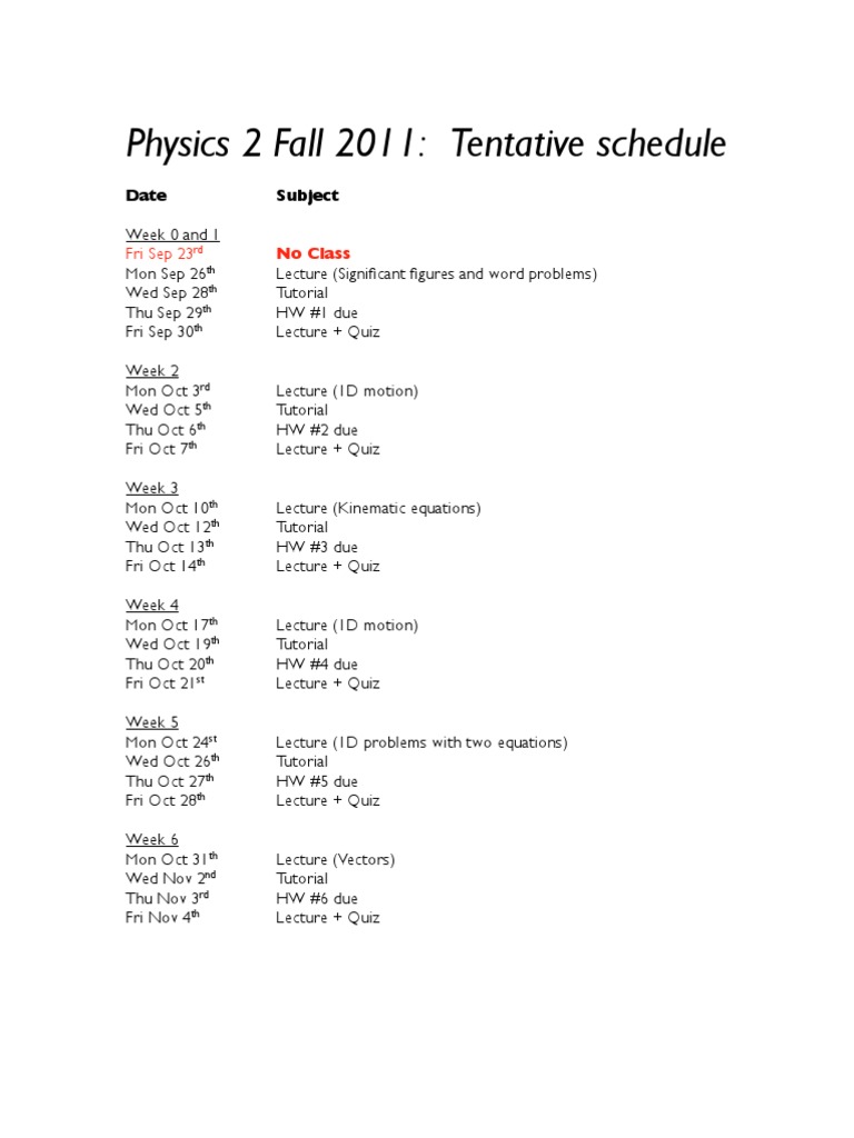 Schedule | PDF | Teaching Methods & Materials