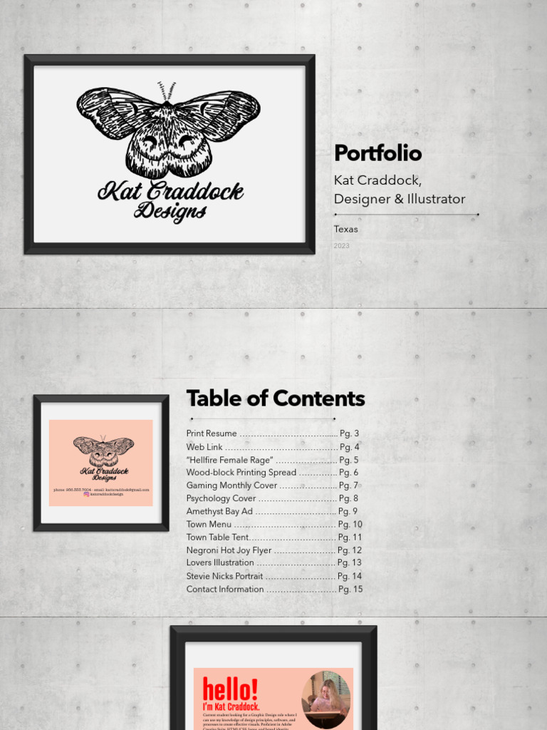 Kat Craddock Portfolio | Download Free PDF | Typography | Page Layout