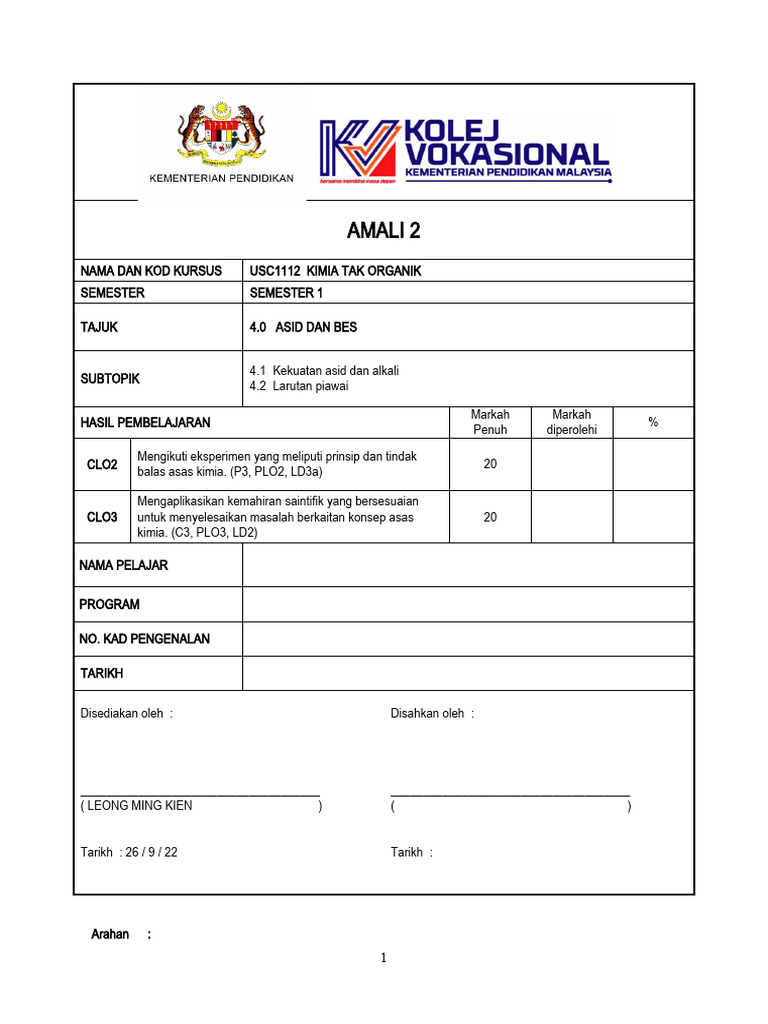 Amali 2 Asid Dan Bes | PDF
