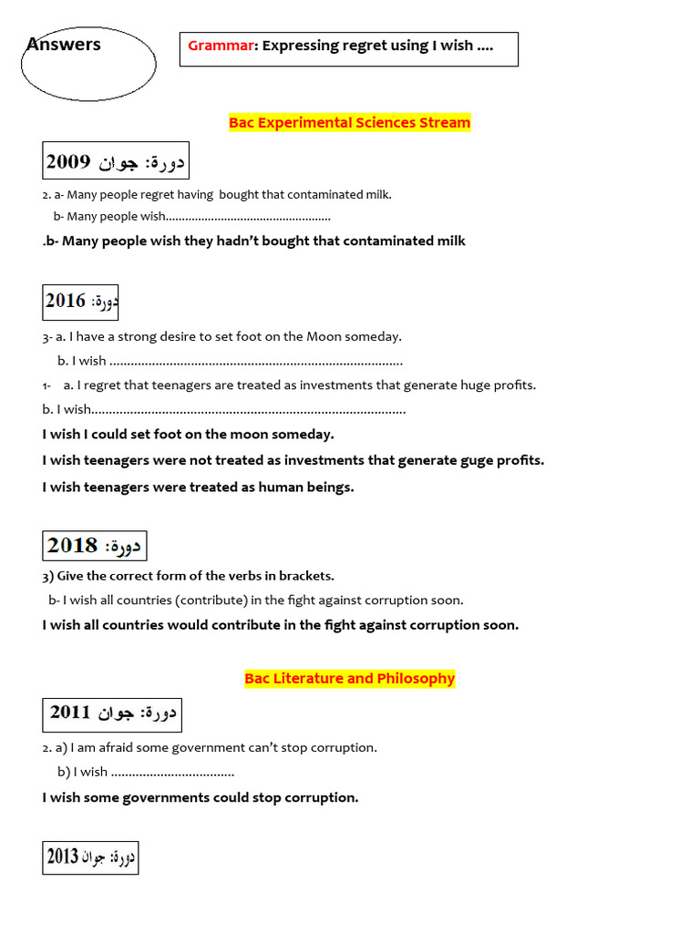 Expressing Wish Answers | PDF