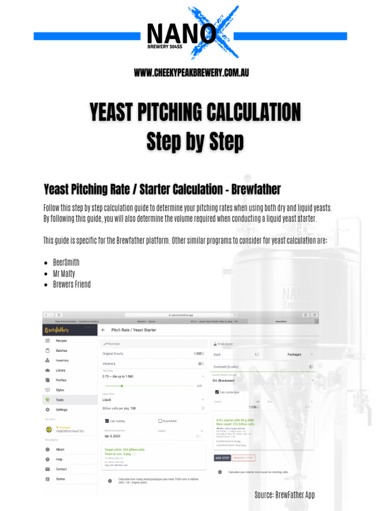 Yeast Pitching Rate Calculation Guide | PDF | Technology & Engineering