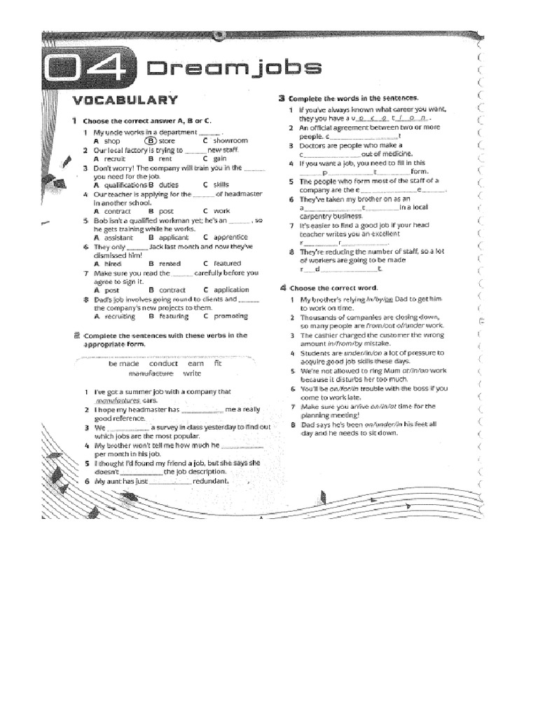 Dream Jobs WB Activities | PDF