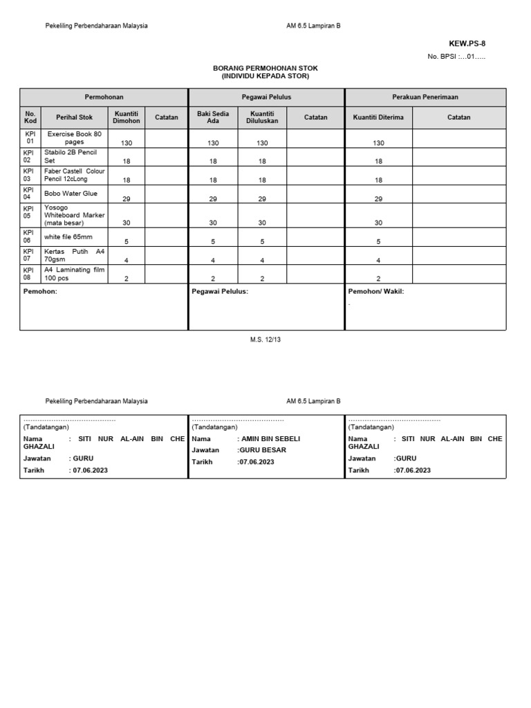Kew - PS-8 Permohonan | PDF