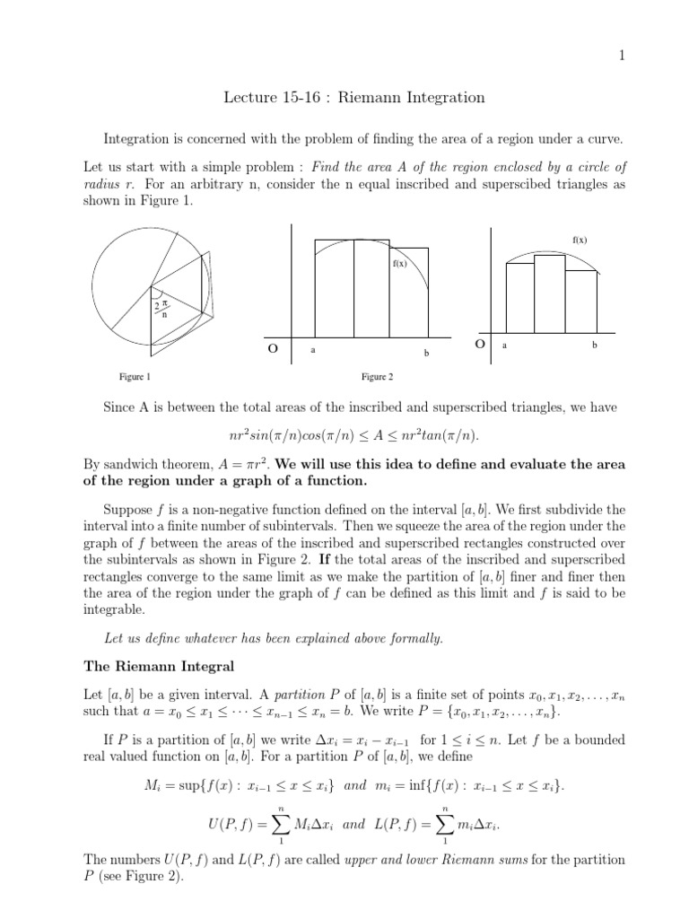 Riemann Integration | PDF | Integral | Functions And Mappings