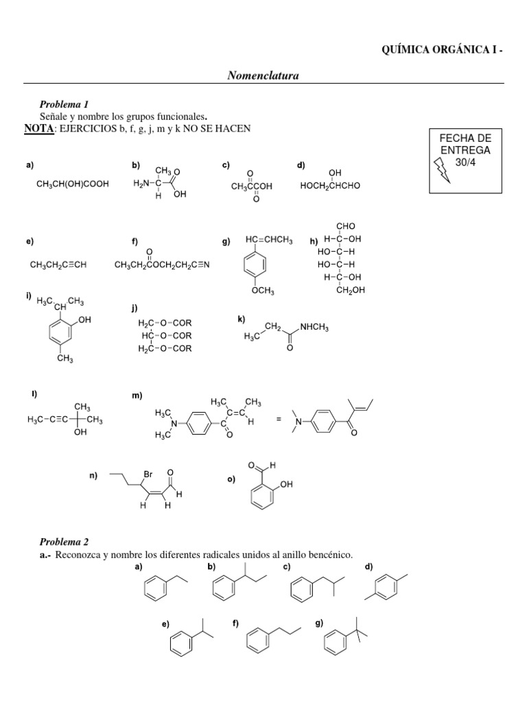 QOI_ejerc_nomnclatura-Tarea 3 | PDF | Átomos | Compuestos de hidrógeno