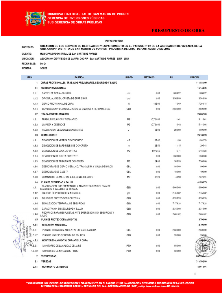 Presupuesto COOPIP | PDF | Ingeniería mecánica | Ingeniería de Edificación