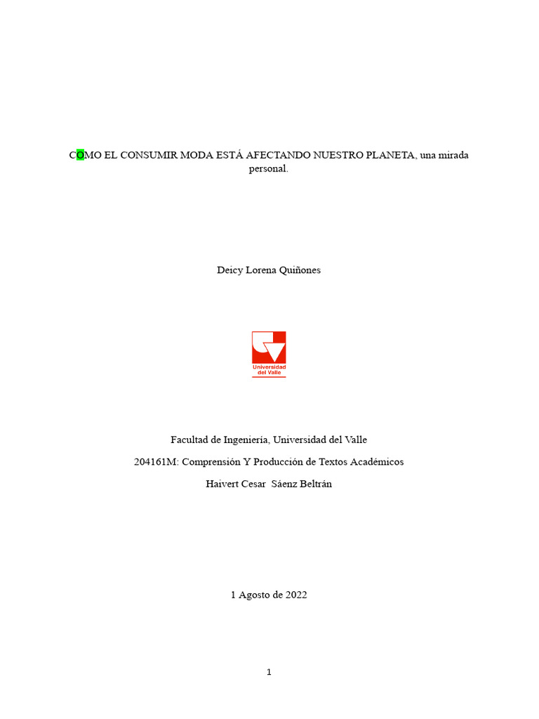 Ensayo sobre La contaminación en la industria de la moda.docx | PDF | Moda | Economias