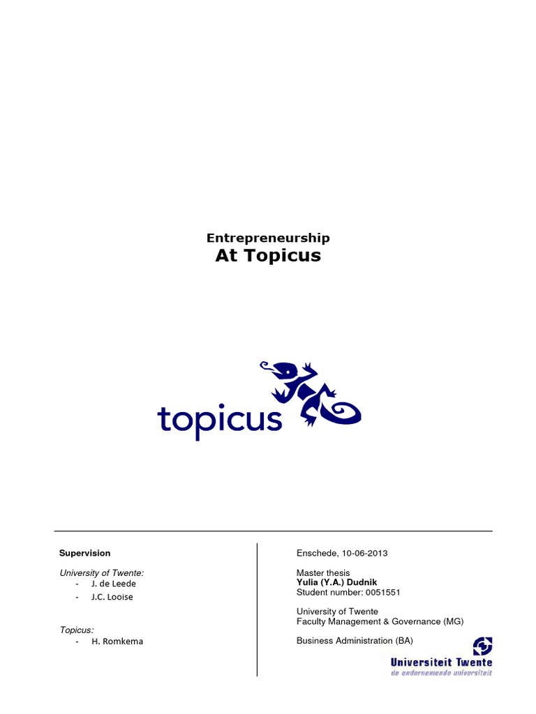 0 TOPICUS Master - Thesis - BA - Utwente - Yulia - Dudnik - FINAL | PDF