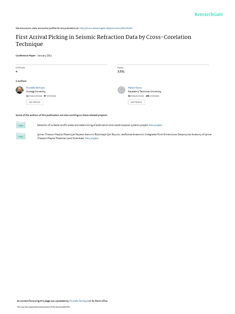 First Arrival Picking Inseismic Refraction Data by Cross-Corelation Technique | PDF | Signal To ...