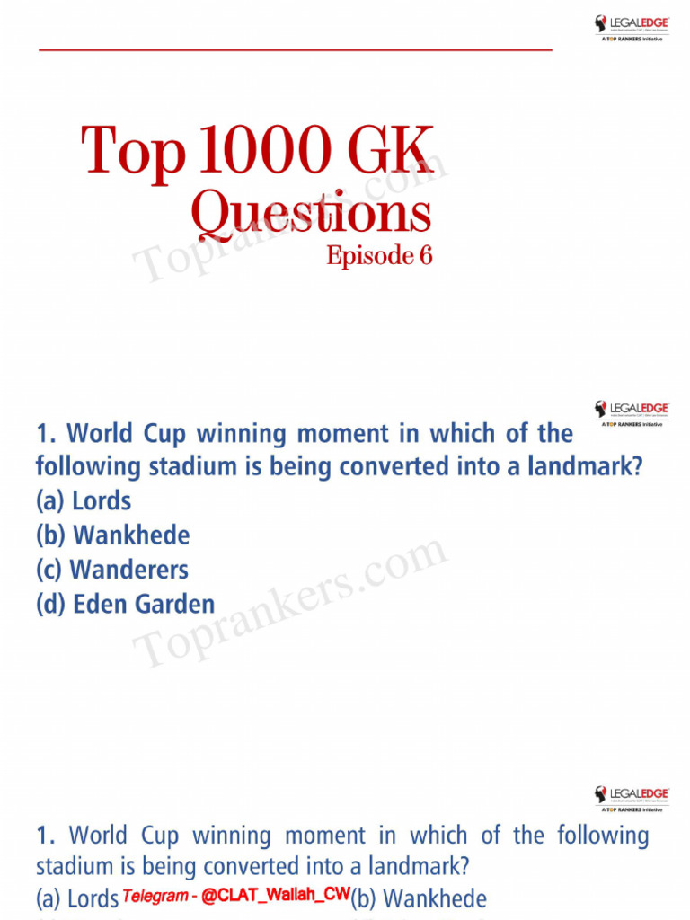 Top 1000 GK Questions Ep 1 | PDF