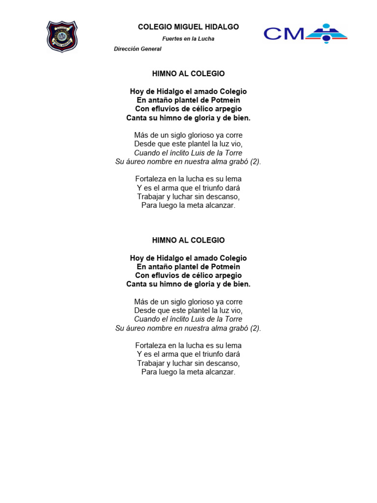 Himno Al Colegio | PDF