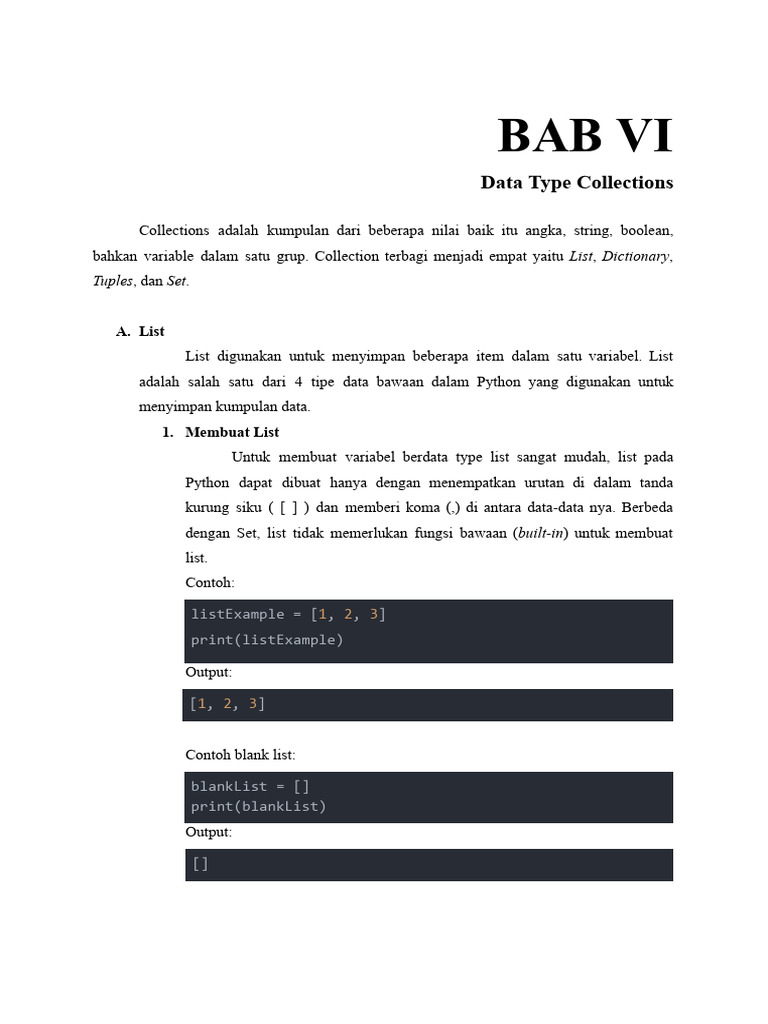 Bab VI. Data Type Collections | PDF