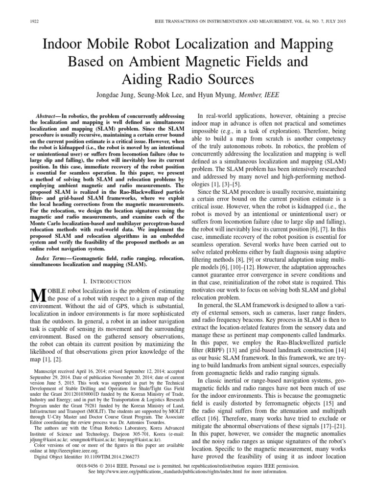 Mobile Robot Localization And Mapping Pdf Technology And Engineering