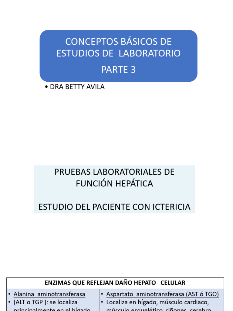 Concepto Basicos de Estudios de Laboratorio Parte 3 | PDF | Hepatitis | Transaminasa