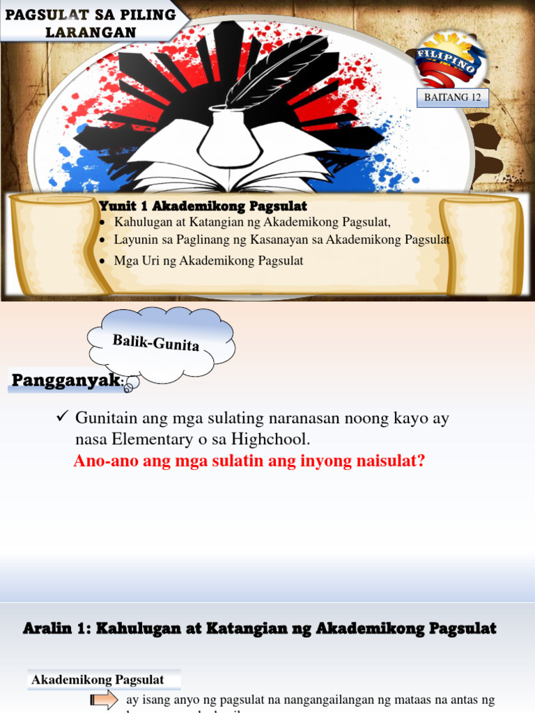 Filipino 12 PPT Week 1 | PDF
