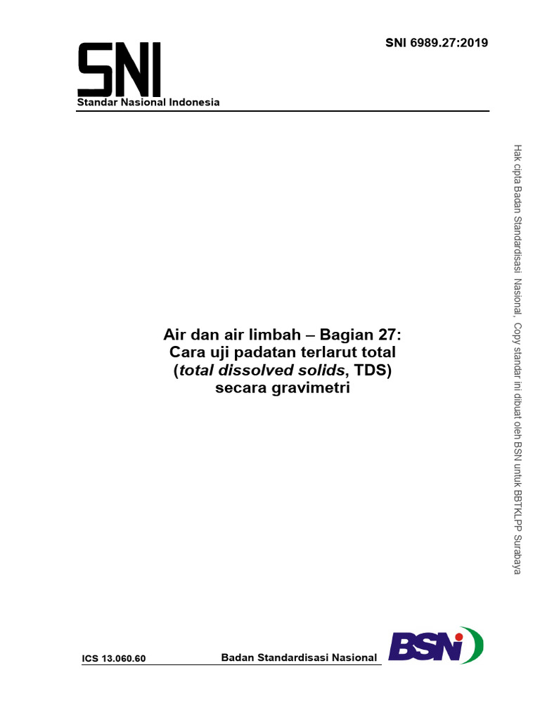 SNI 6989.27-2019 (PDF - Io TDS) | PDF