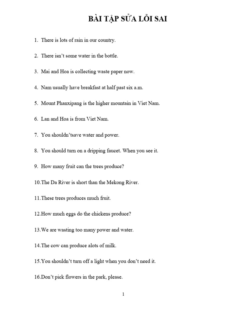 Bai Tap Sua Loi Sai Anh 6 | PDF