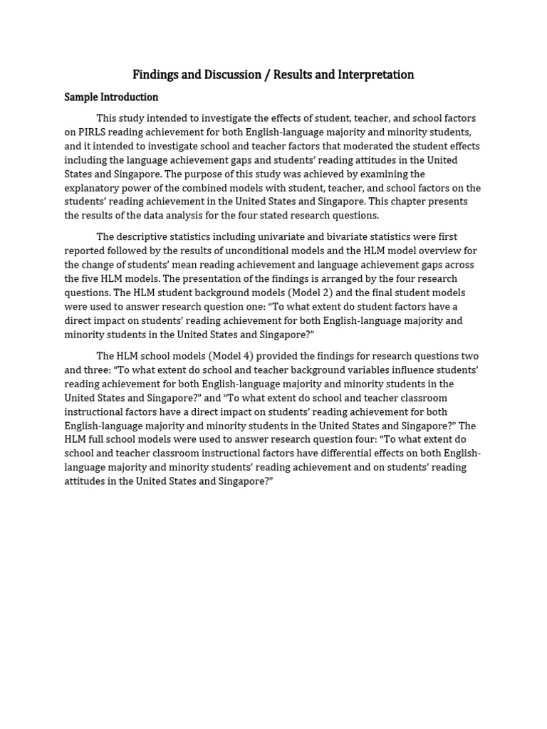 Sample Introduction To Findings and Discussion | PDF