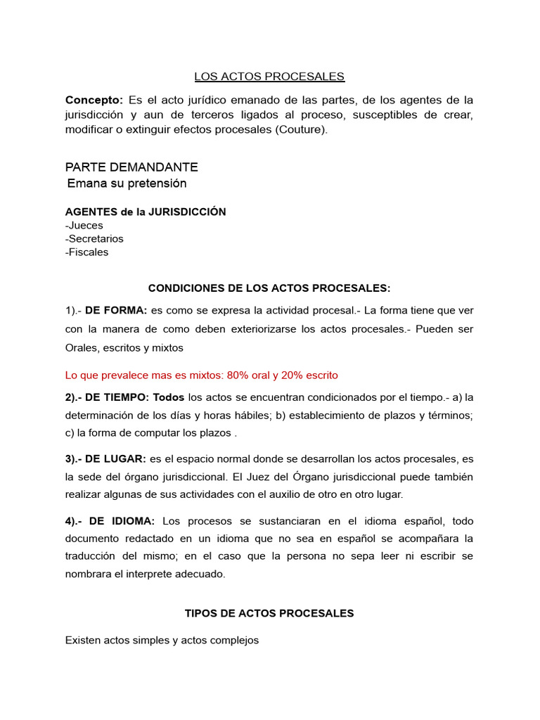 Los Actos Procesales | PDF | Mandato | Ley procesal