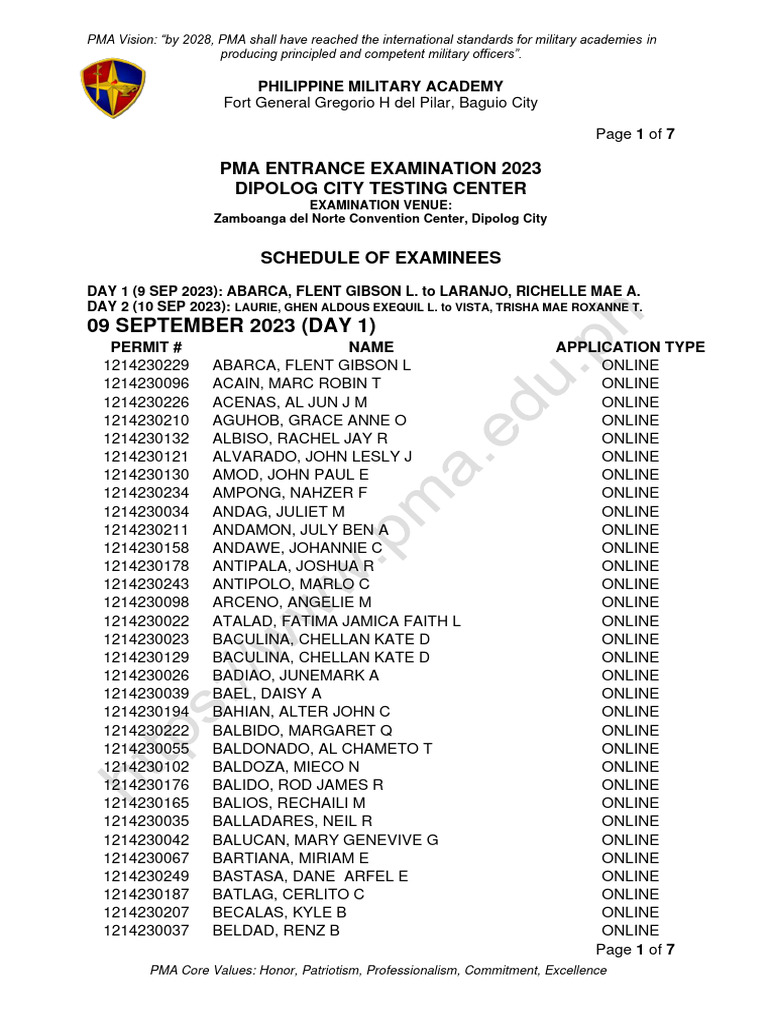 PMAEE 2023 Dipolog City Schedule | PDF