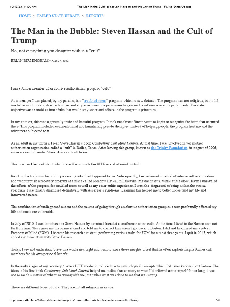 Brian Birmingham The Man in The Bubble | PDF | Adolescence