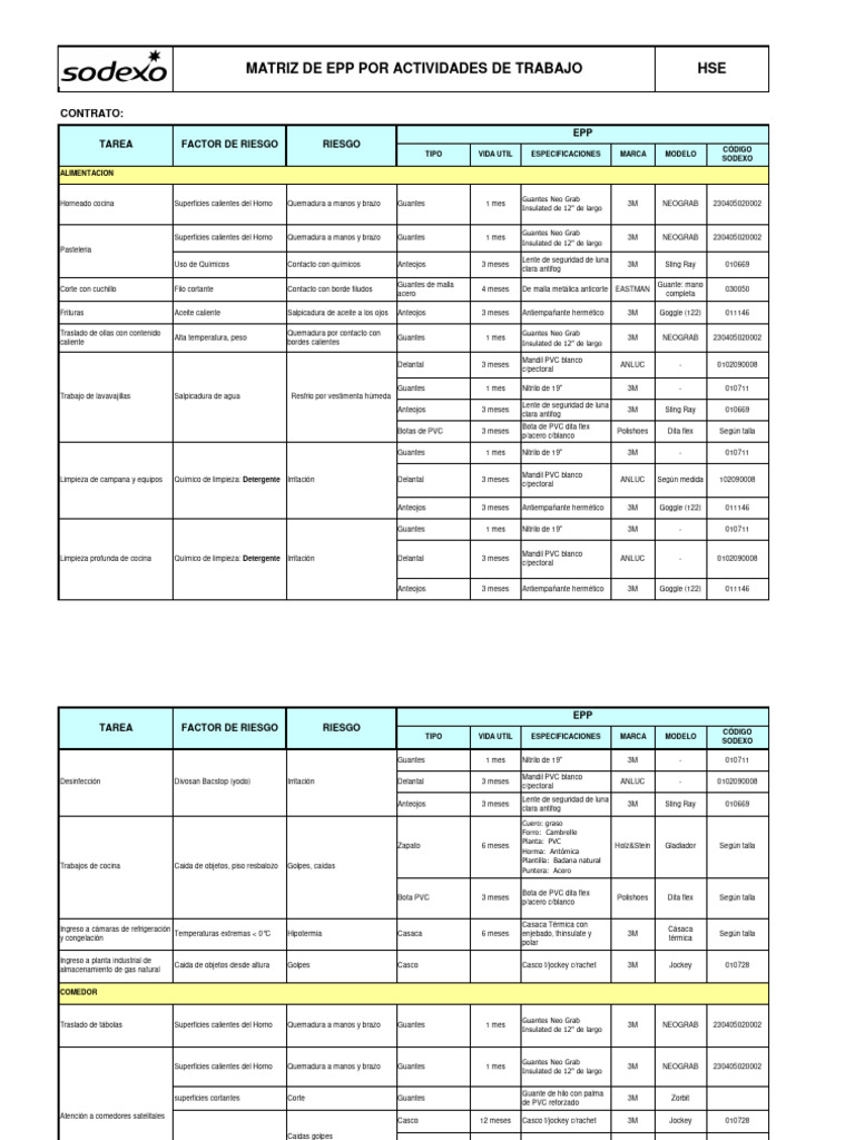 Matriz de EPP para Riesgos Laborales | PDF