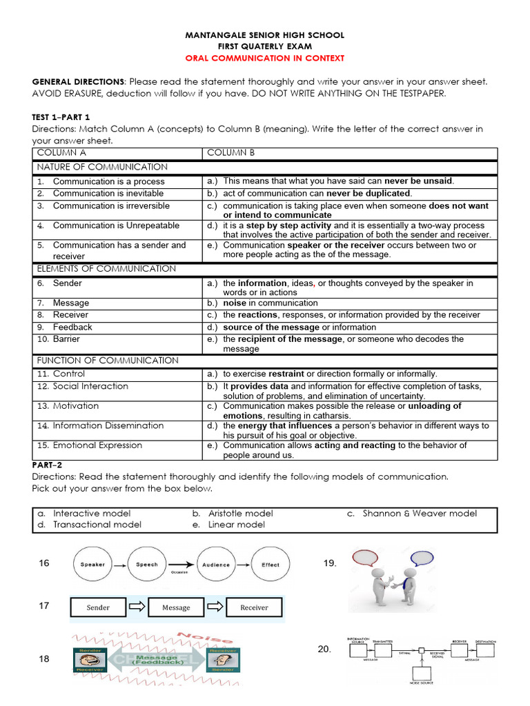 2023 Occ 1ST Exam | PDF | Communication | Information