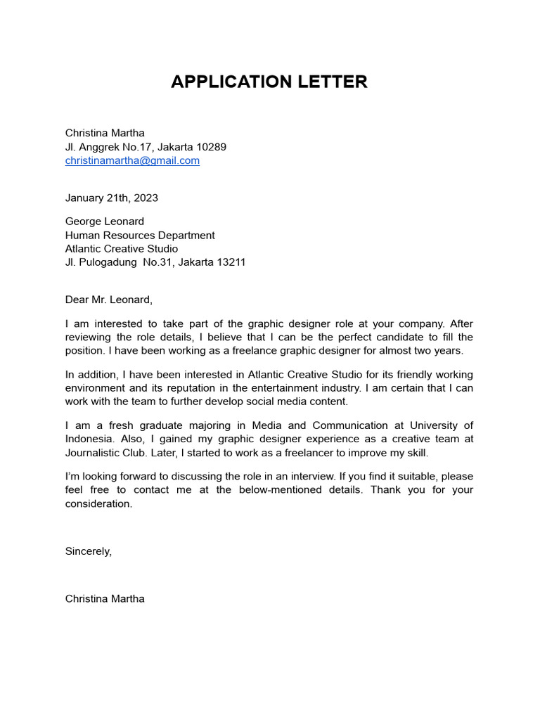Graphic Designer Application Letter | PDF
