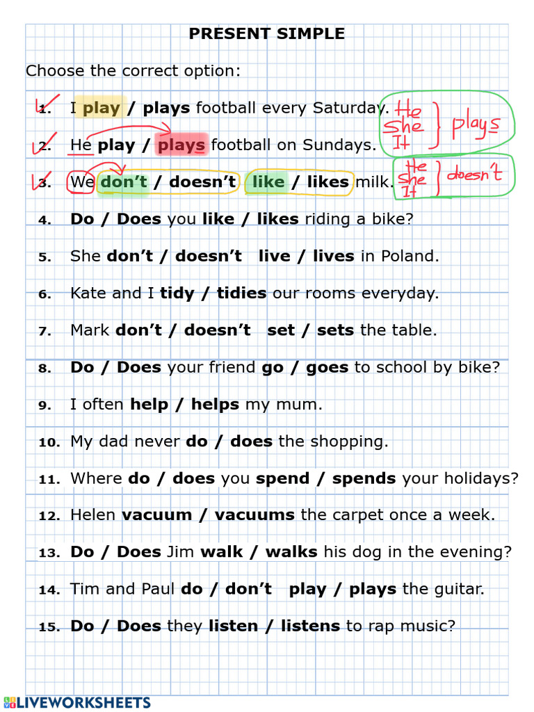 Present Simple Test 01 A | PDF