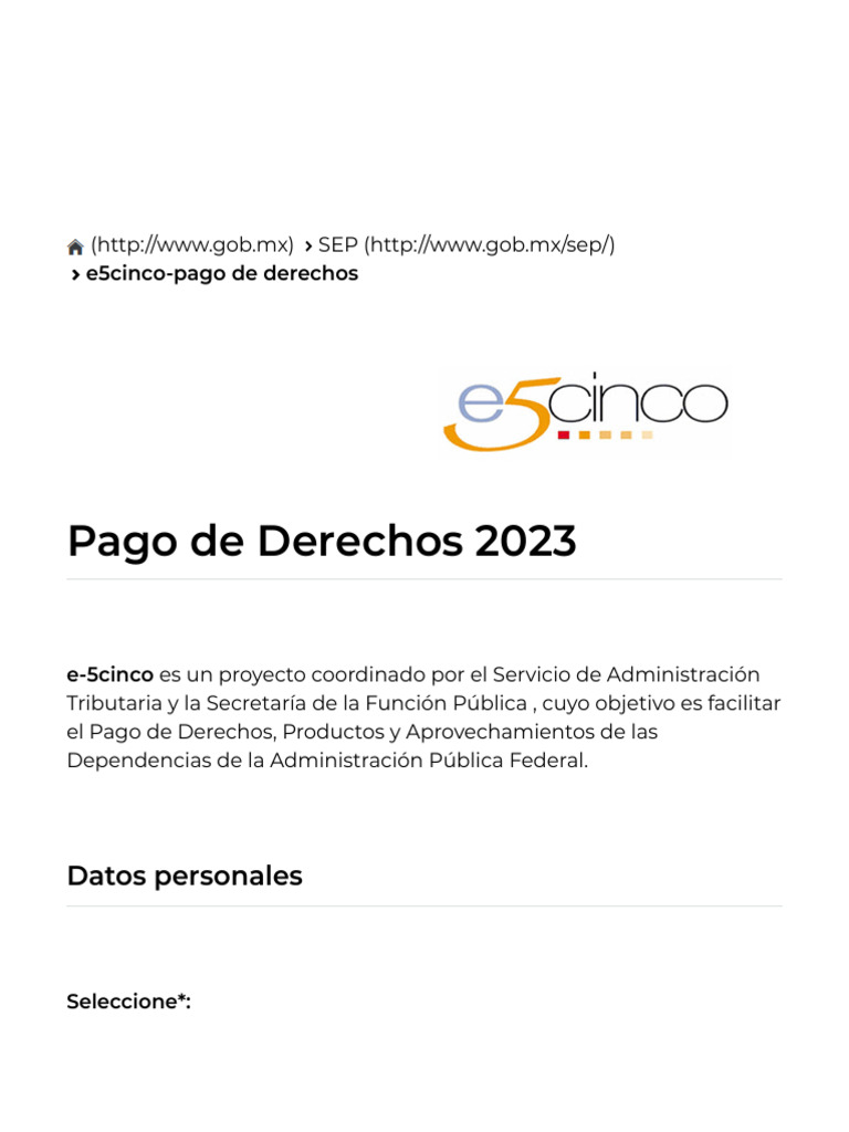 Guía de Pago de Derechos SEP e5cinco | PDF | Finanzas y dinero