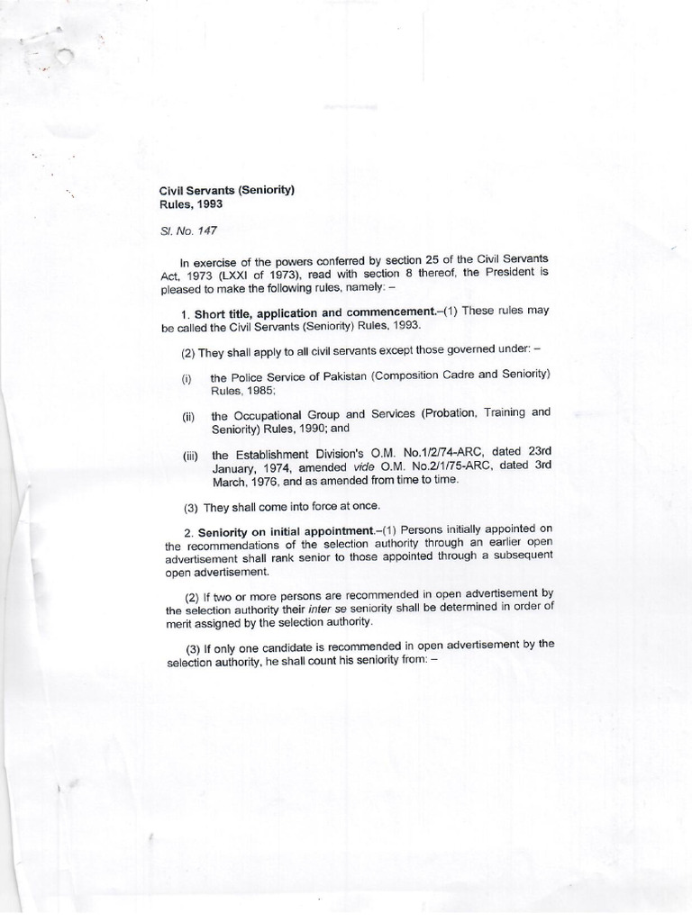 Civil Servants Seniority | PDF
