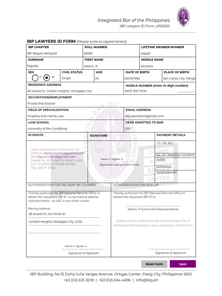 IBP Lawyers ID Form | PDF | Computing | Service Industries