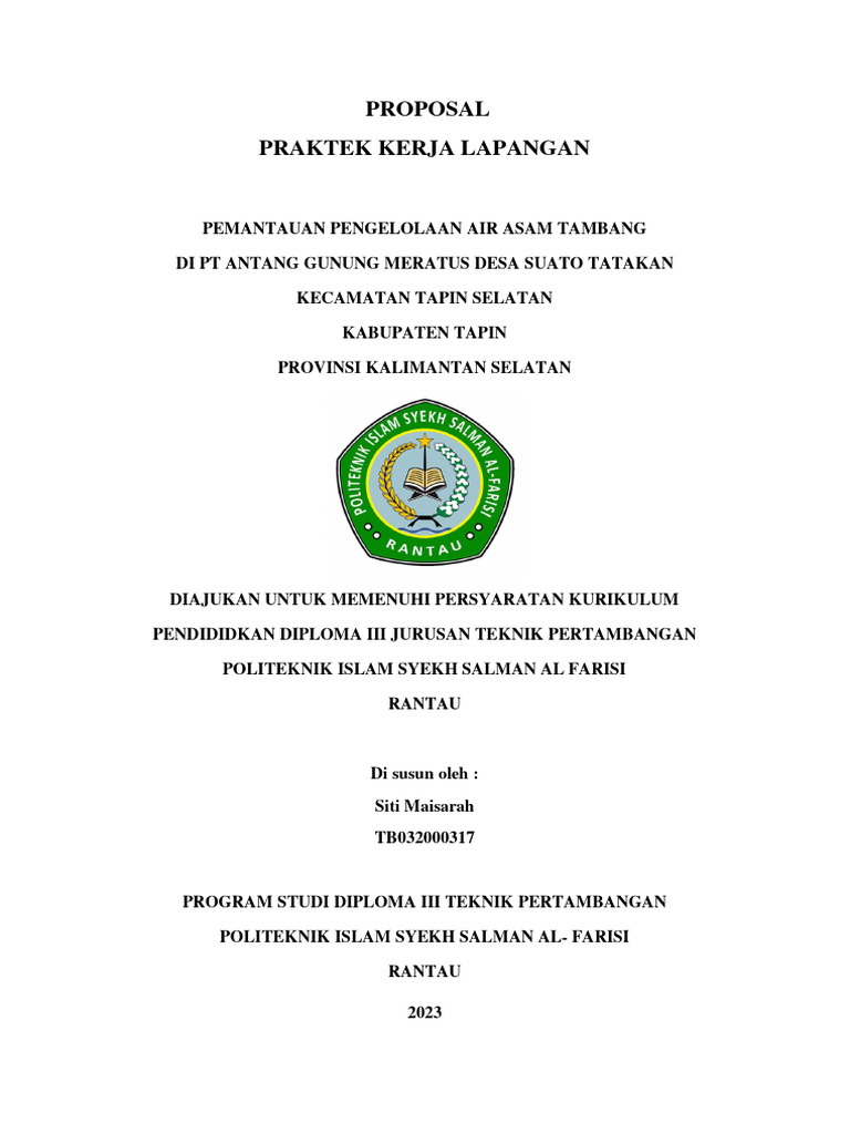 Proposal Air Asam Tambang | PDF