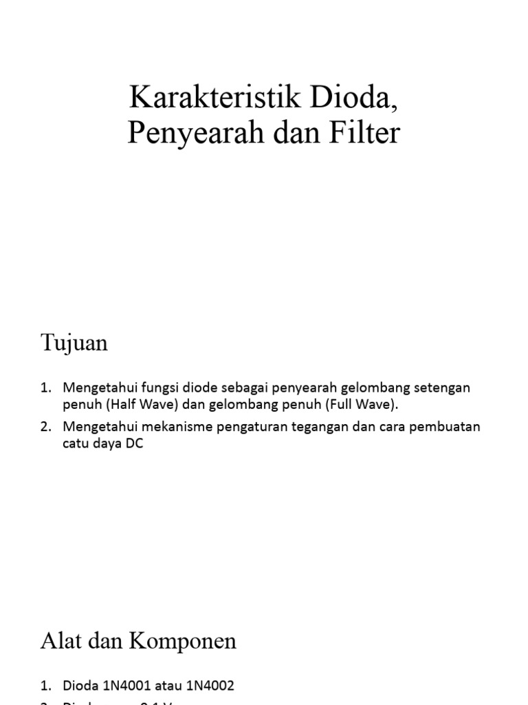 Karakteristik Dioda, Penyearah Dan Filter | PDF