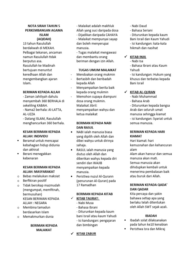 Nota Sirah Tahun 5 Real | PDF