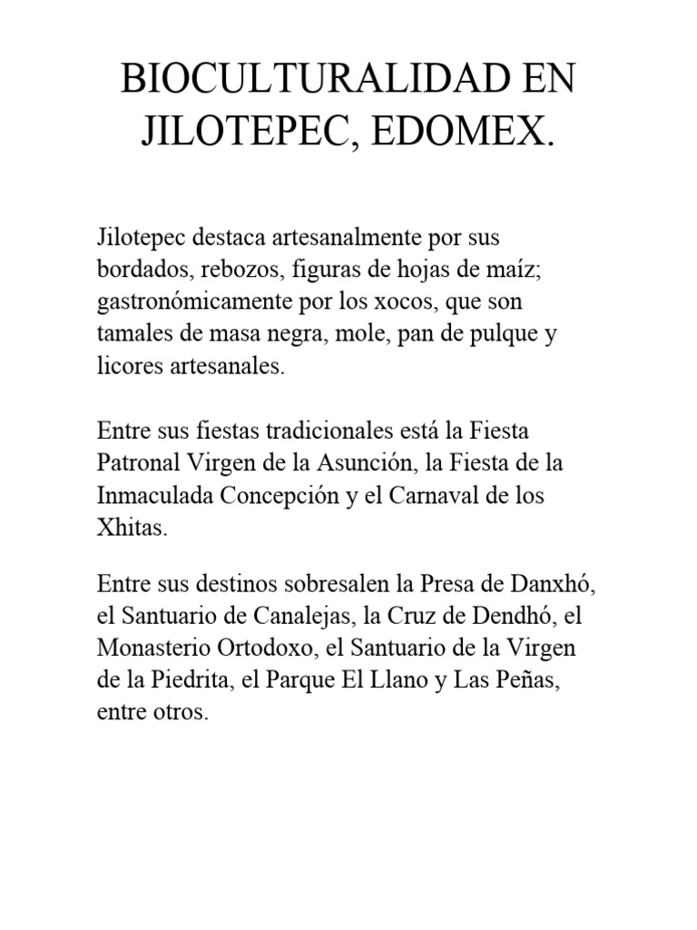 Bioculturalidad en Jilotepec | PDF