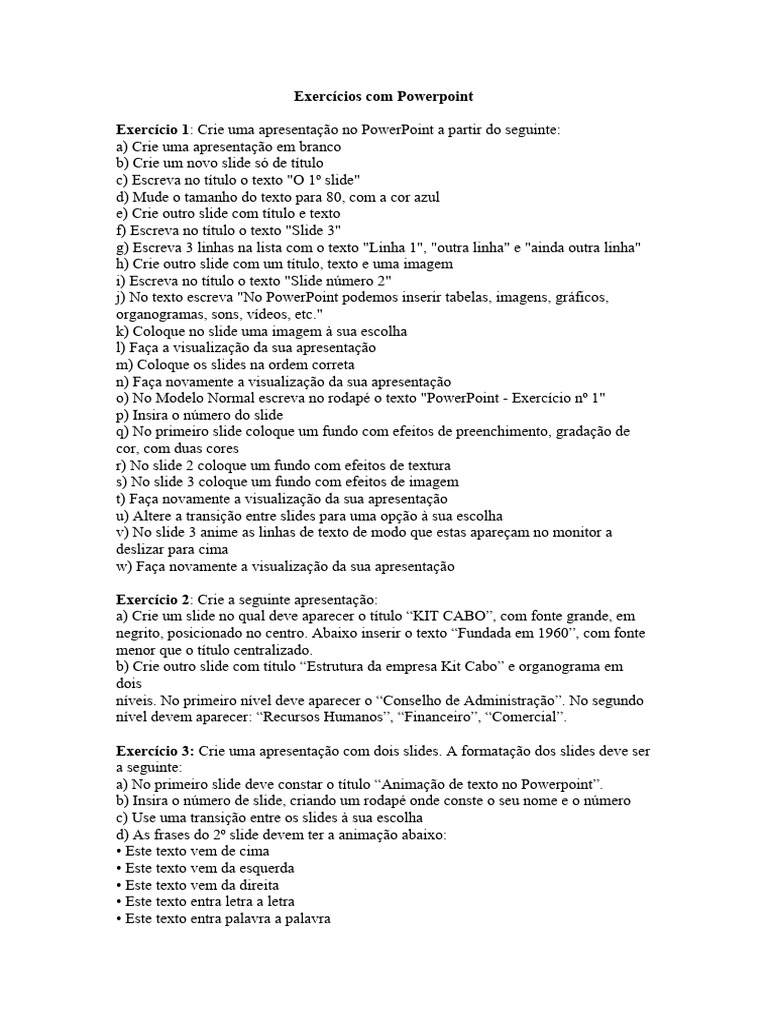 Exerc Power Point | PDF