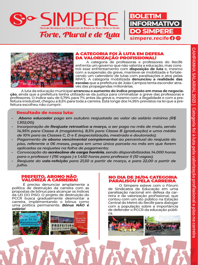 Luta dos Professores do Recife por Valorização | PDF | Escolas ...