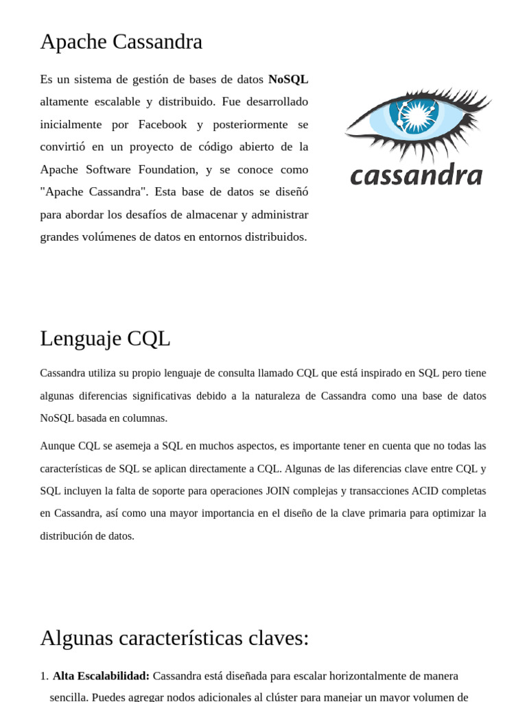 Apache Cassandra y Redis: Bases de Datos NoSQL | PDF | No Sql | Bases ...