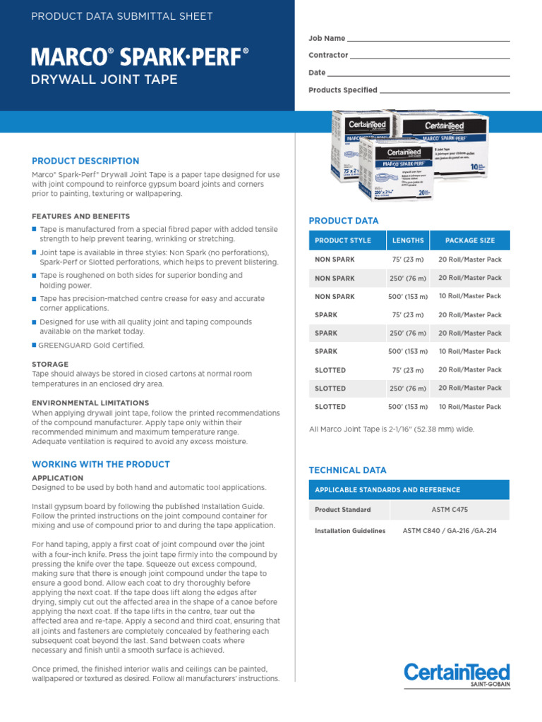 Marco Data Sheet e 2205ctg | PDF | Drywall | Materials