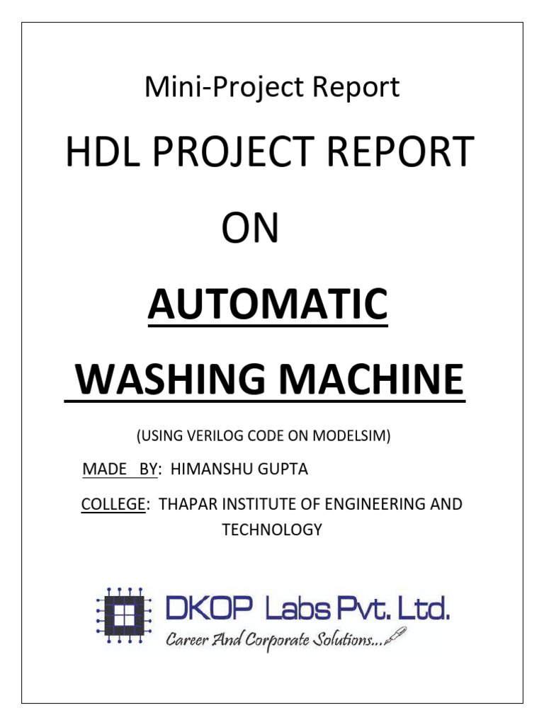 HDL Project Report On Automatic Washing | PDF | Hardware Description Language | Timer