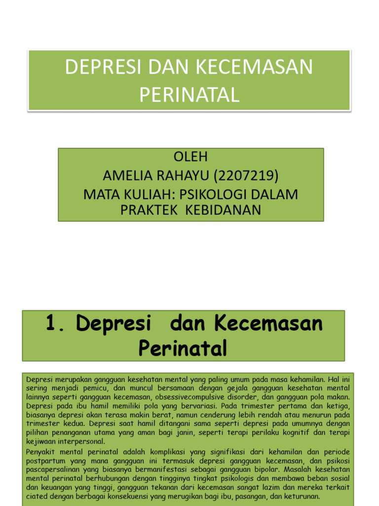 DEPRESI DAN KECEMASAN PERINATAL (AMELIA RAHAYU) - Digabungkan | PDF