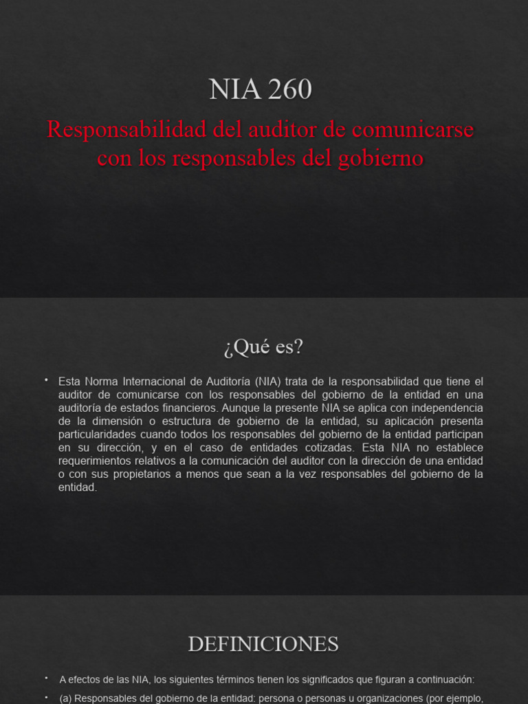 Nia 260 | PDF | Auditoría | Contralor
