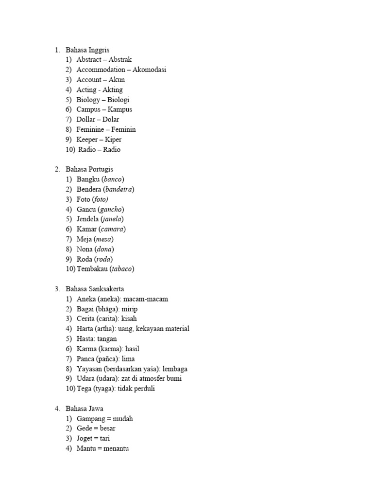 Kata Serapan | PDF | Kajian Bahasa Asing