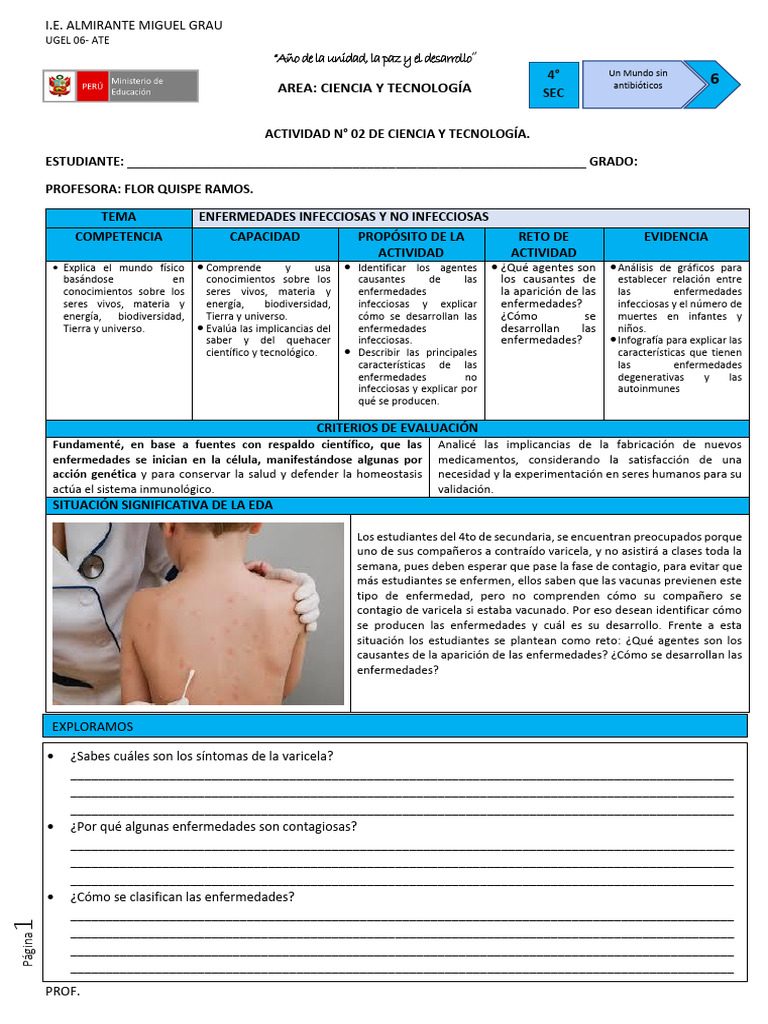 4° SEC. UNIDAD 6 SEMANA 2 CYT Explica 2023 Enfermedades infecciosas y ...