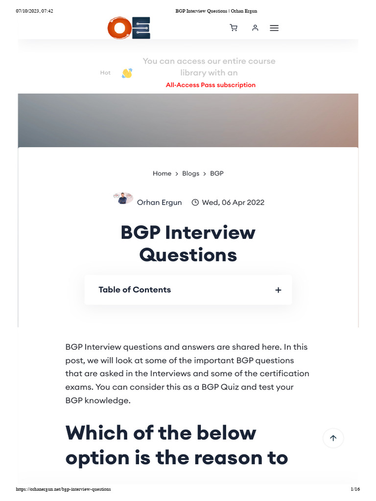 BGP Interview Questions - Orhan Ergun | PDF | Information Age | Digital ...