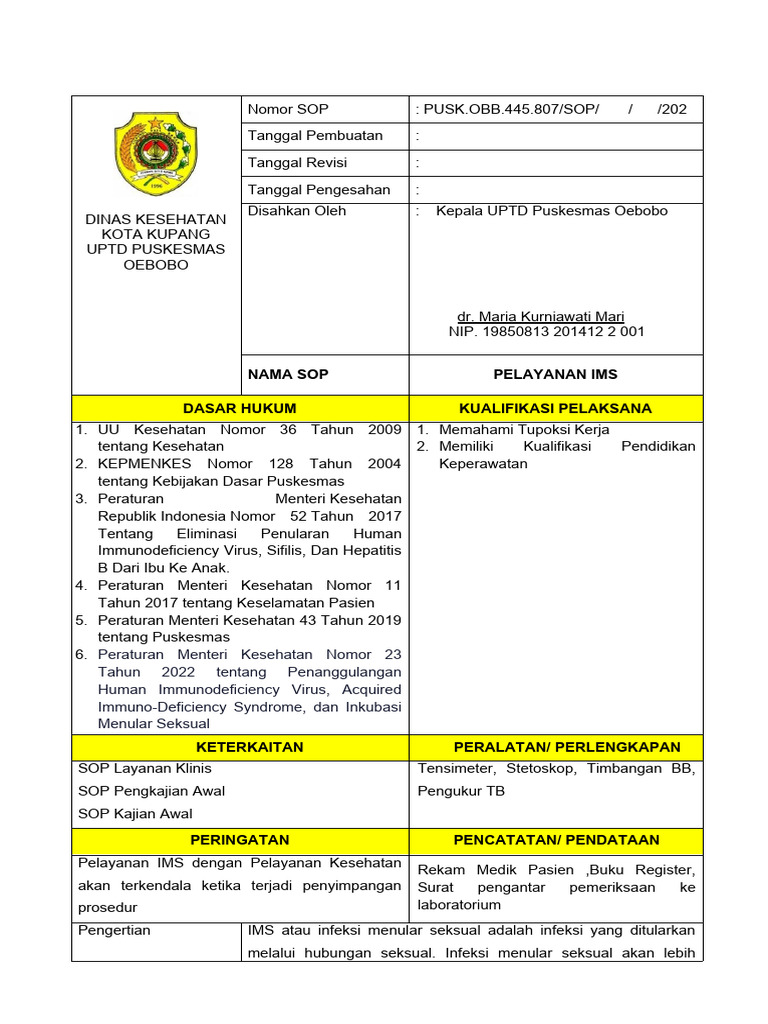 Sop Pelayanan Ims | PDF