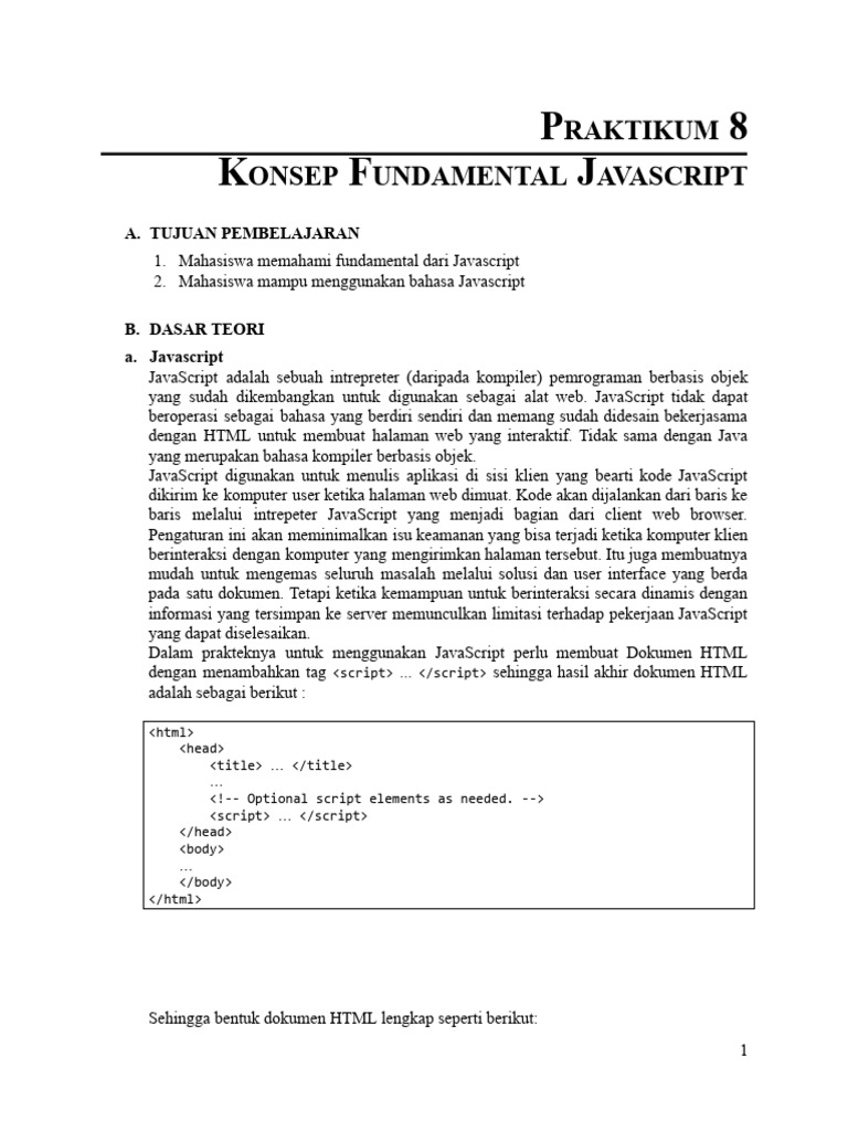 M8 - Modul Konsep Fundamental Javascript | PDF