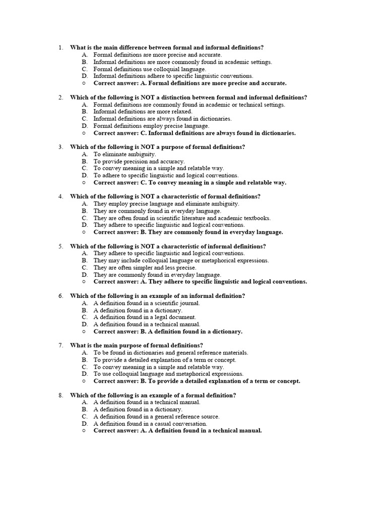 Classify The Definition As Formal or Informal Definition | PDF ... Classify The Definition As Formal or Informal Definition | PDF ...